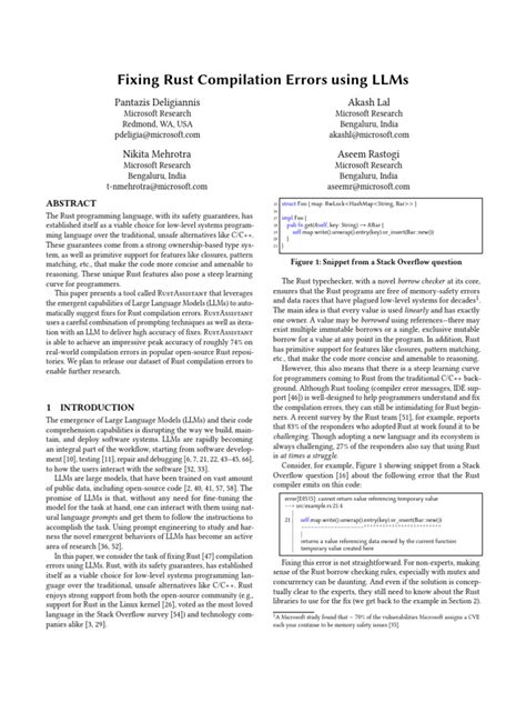 Fixing Rust Compilation Errors Using Llms Pdf Control Flow Parsing