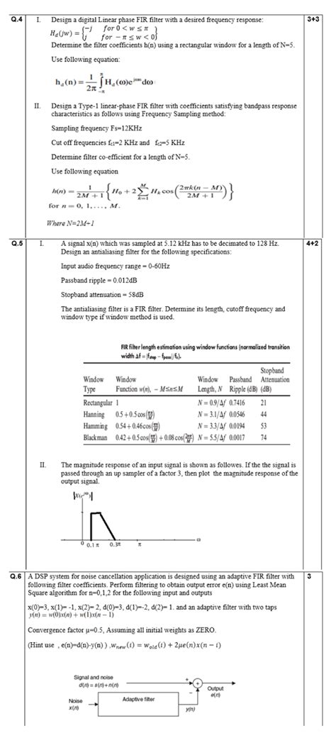 Q4 I 33 Design A Digital Linear Phase Fir Filter