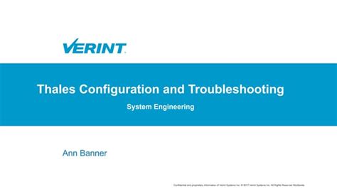Thales Configuration In Verint Voice Logger Pptx