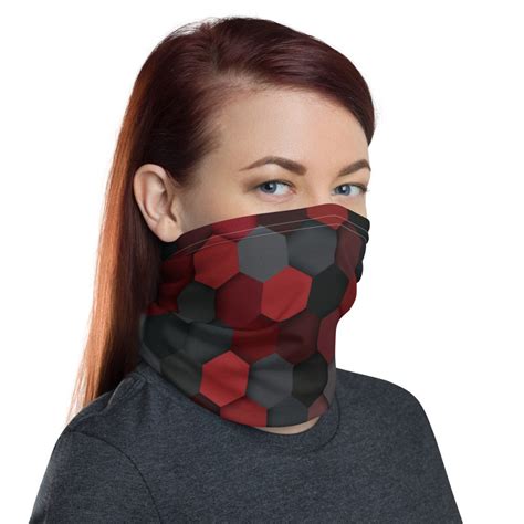Red Hexagon Mask Black Red Hexagon Neck Gaiter Honeycomb Mask Digital