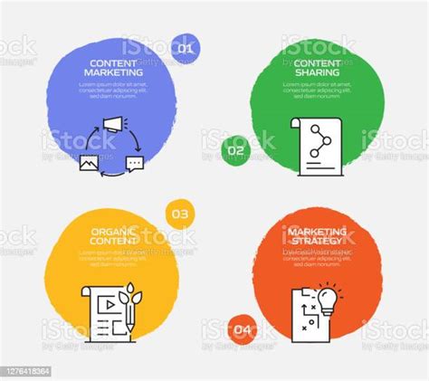 콘텐츠 마케팅 관련 프로세스 인포그래픽 템플릿 프로세스 타임라인 차트 선형 아이콘이 있는 워크플로 레이아웃 0명에 대한 스톡 벡터 아트 및 기타 이미지 Istock