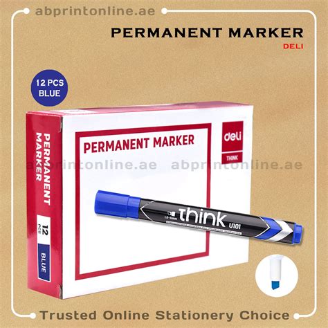 Deli Chisel Tip Permanent Blue Marker Pkt 12pcs Ab Print Online
