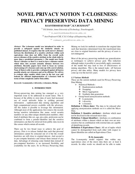 pdf novel privacy notion t closeness privacy preserving data mining