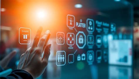 Hand Touching Digital Screen Technology Interface And Interaction Generative Ai Stock