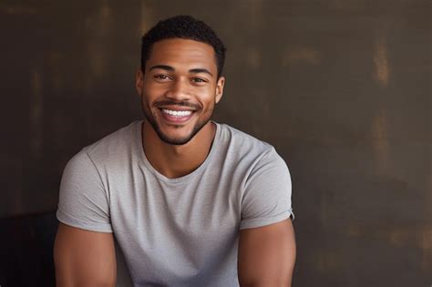 Premium Photo Handsome African American Man Smiling And Looking At