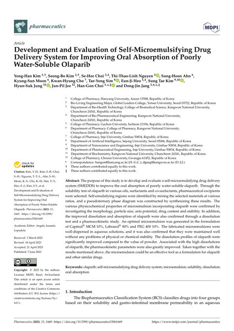 Pdf Development And Evaluation Of Self Microemulsifying Drug Delivery System For Improving