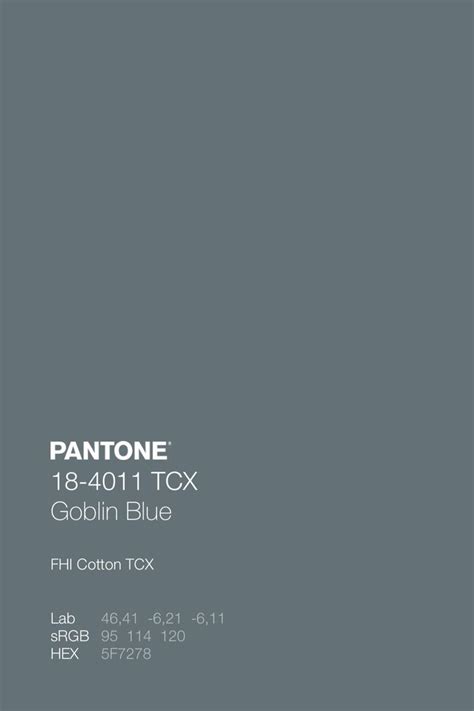 Pantone 18 4011 Tcx Goblin Blue Color Code Lab Srgb Hex Pantone