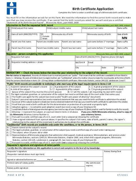 Minnesota Birth Certificate Form Fill Out And Sign Online Dochub