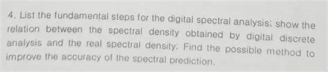 Solved List The Fundamental Steps For The Digital Spectral