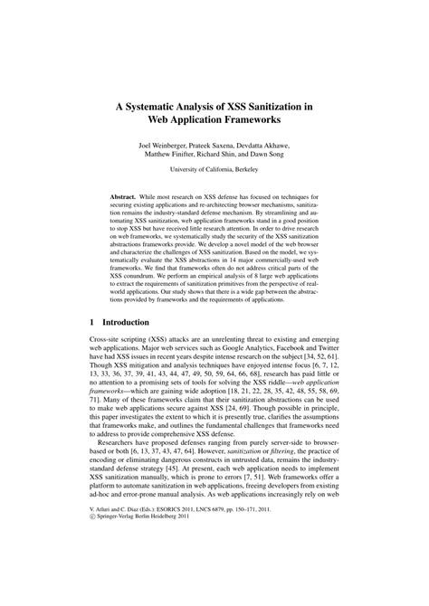 pdf a systematic analysis of xss sanitization in web application