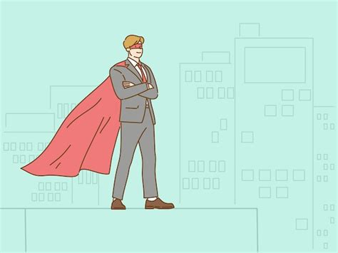 슈퍼히어로 망토를 두른 기업 사업가 프리미엄 벡터