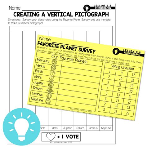 Lucky To Learn Math Lesson 68 Read And Create Vertical Pictographs Mini Lesson Creating
