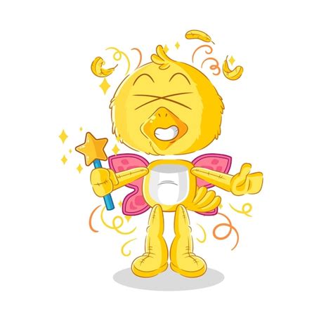 Premium Vector Chick Fairy With Wings And Stick Cartoon Mascot Vector