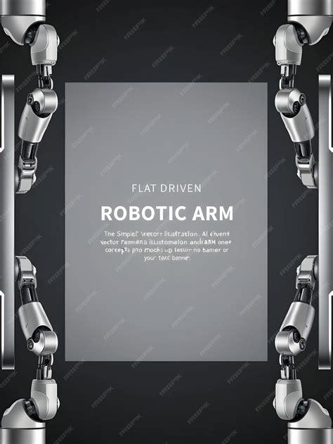 Flat Ai Driven Robotic Arm Frame Concept As A Border Frame With Robotic Arm Elements On The Left