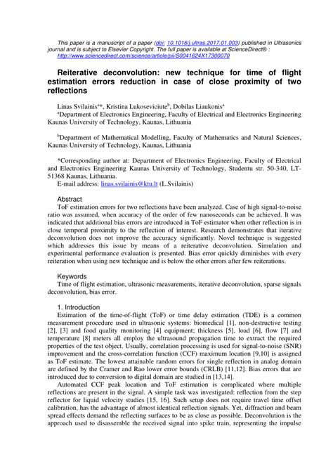 Pdf Reiterative Deconvolution New Technique For Time Of Flight