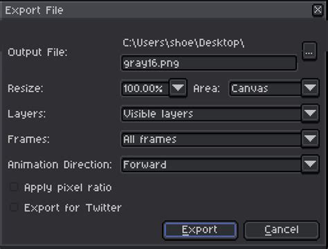 Show Path In Export As Features Aseprite Community