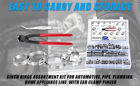 370pcs 16 Sizes Single Ear Hose Clamps 53 361mm 304 Stainless Steel