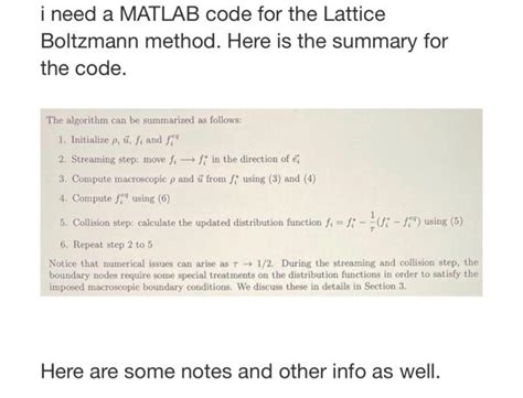 Solved I Need A MATLAB Code For The Lattice Boltzmann Chegg