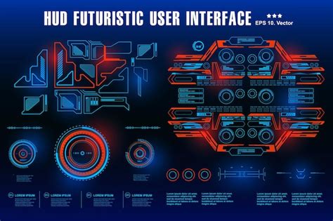 Premium Vector Futuristic Blue Virtual Graphic Touch User Interface Hud Dashboard Display