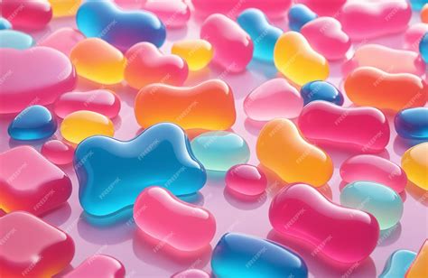 Beautiful Colourful Gummy Candy Blob Background Texture Premium Ai