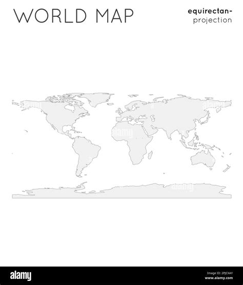World Map Globe In Equirectangular Plate Carree Projection Plain