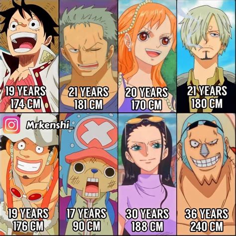 سن و قد شخصیت های وان پیس عکس ویسگون