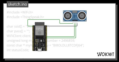 Ultrasonic Thingspeak Wokwi Esp32 Stm32 Arduino Simulator
