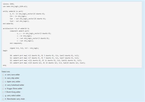 Solved Given The VHDL Code Below This Bit Adder Can Best Chegg
