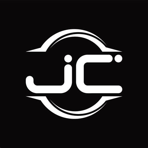 Jc Logo Monogram With Circle Rounded Slice Shape Design Template