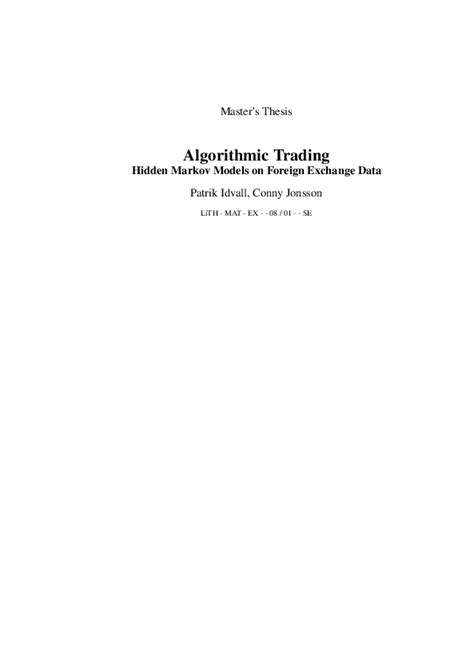 pdf master s thesis algorithmic trading hidden markov models on