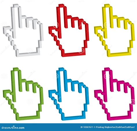 Set Of Hand Pointer Symbol In Trendy Flat Style Computer Mouse Click