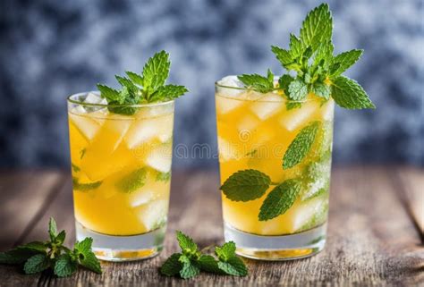 Citrus Mint Cooler In A Glass With A Background Of Fresh Citrus Slices
