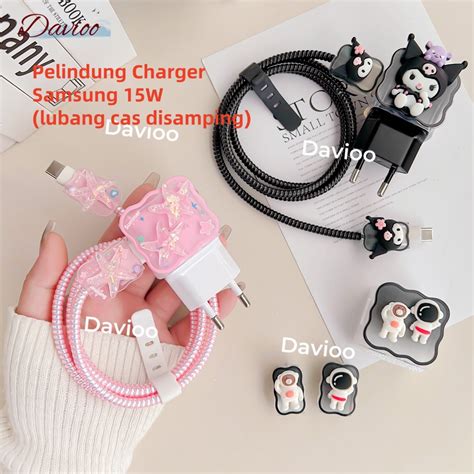 Jual Samsung W Lubang Cas Disamping Pelindung Kabel Carger Set Pcs Pelindung Adaptor