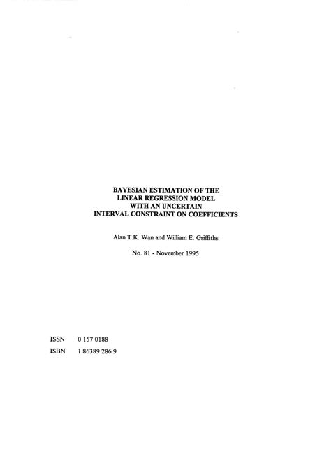 Pdf Bayesian Estimation Of The Linear Regression Model With An