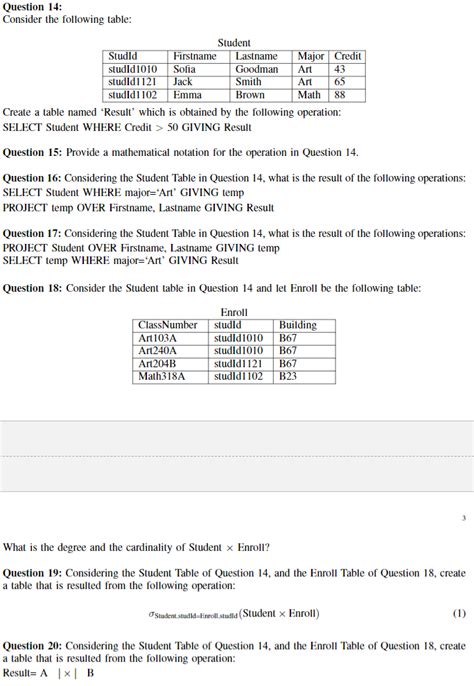 Solved Question Consider The Following Table Create A Chegg