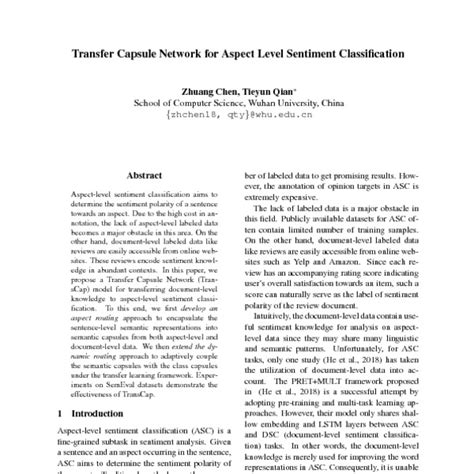 Transfer Capsule Network For Aspect Level Sentiment Classification