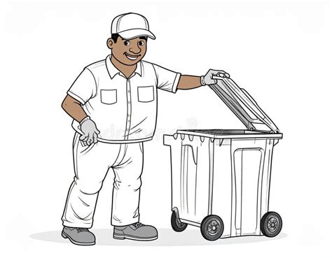 Garbage Man Working Outdoors Cartoon Stock Illustration Illustration