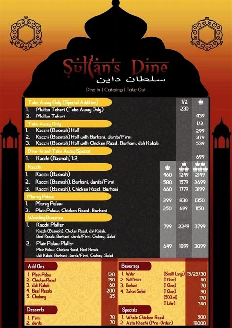 Sultans Dine Menu Price And Branches Address Bd Food Blog