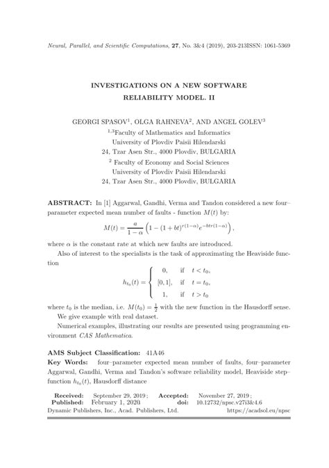 Pdf Investigations On A New Software Reliability Model Ii