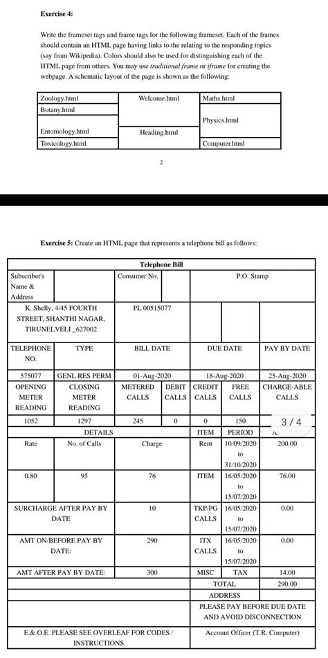 Solved Exercise 4 Write The Frameset Tags And Frame Tags