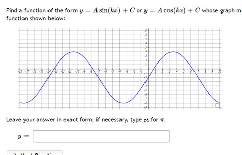 Solved Find A Function Of The Form Y A Sin Kx C Or Y A Chegg Com