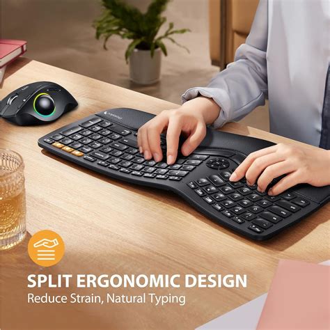 Protoarc Backlit Wireless Ergonomic Keyboard Ek01 Bluetooth Ergo Split Keyboard With Wrist Rest