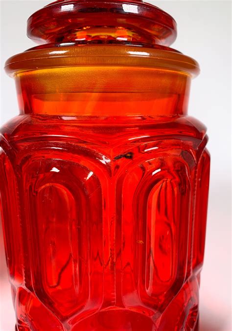 Vtg Moon And Stars Amberina Canister Set Etsy