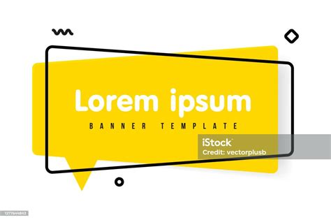 음성 거품 스타일의 트렌디 한 선명한 배너 템플릿 벡터 플랫 일러스트레이션 판매 프로모션을위한 노란색 배너 포스터 또는 광고판 추상 적 모양 검은색에 대한 스톡 벡터 아트