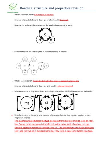 Gcse Chemistry Bonding Revision Bundle Revision Sheets And Question