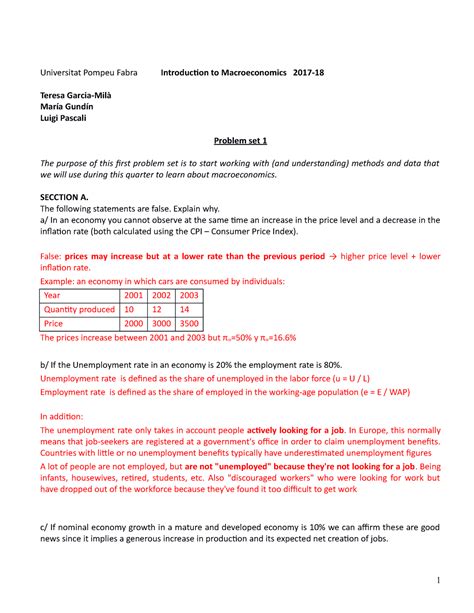 Problem Set 1 Solutions Universitat Pompeu Fabra Introduction To Macroeconomics 2017 Teresa