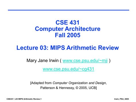 Cse 431 Computer Architecture
