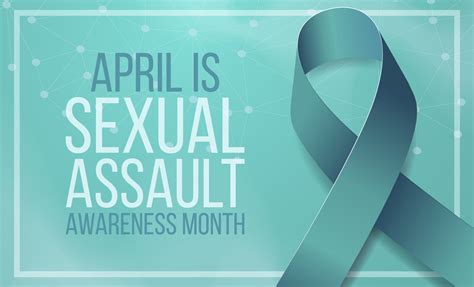 Sexual Assault Awareness Month Concept Banner Template With Teal Ribbon Vector Illustration