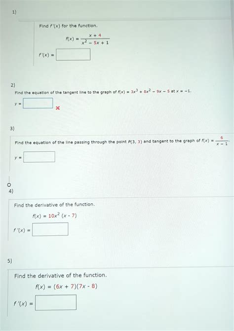 solved find f′ x for the function f x x2−5x 1x 4 f′ x