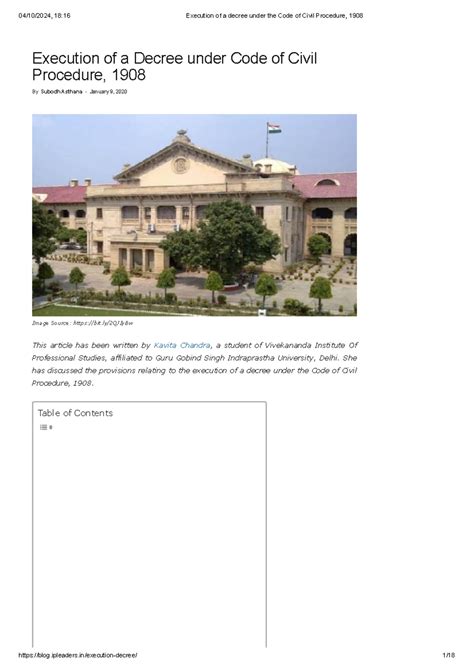 Execution Of A Decree Under The Code Of Civil Procedure 1908 Execution Of A Decree Under Code